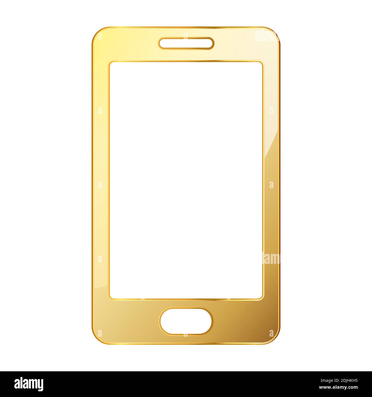 Phone icon. Gold smartphone icon isolated. Vector illustration. Gold ...