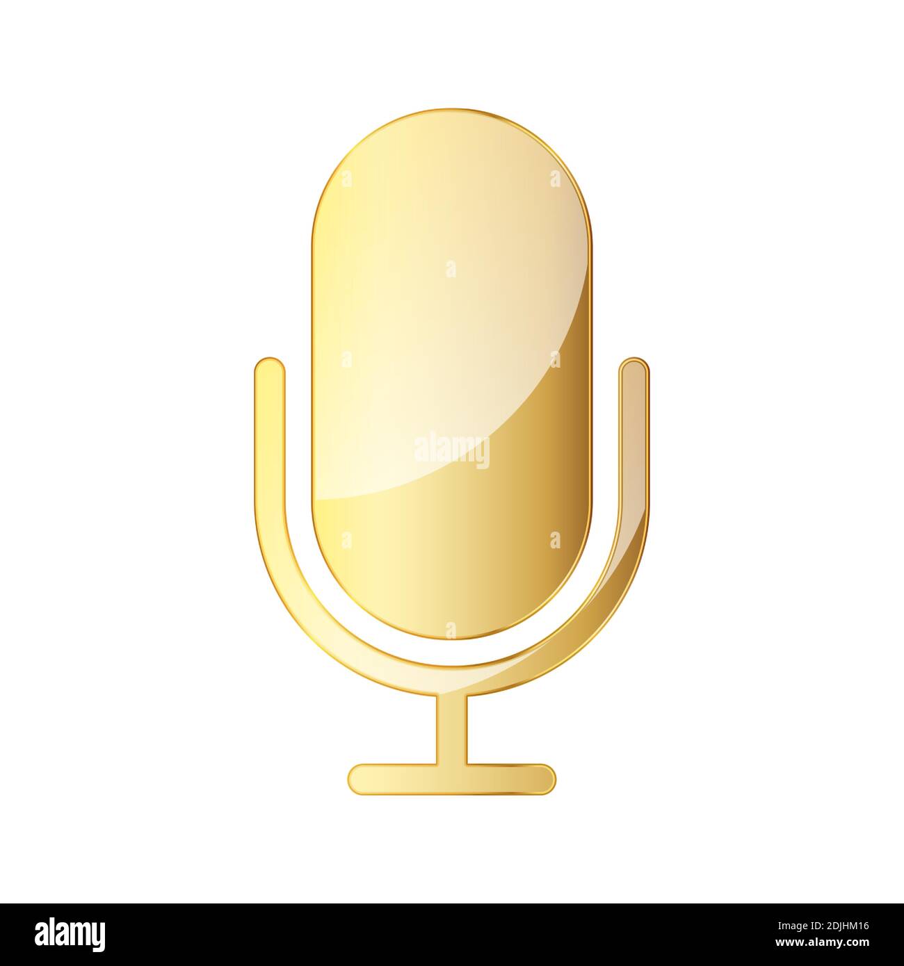 Microphone icon. Gold microphone icon isolated. Vector illustration ...