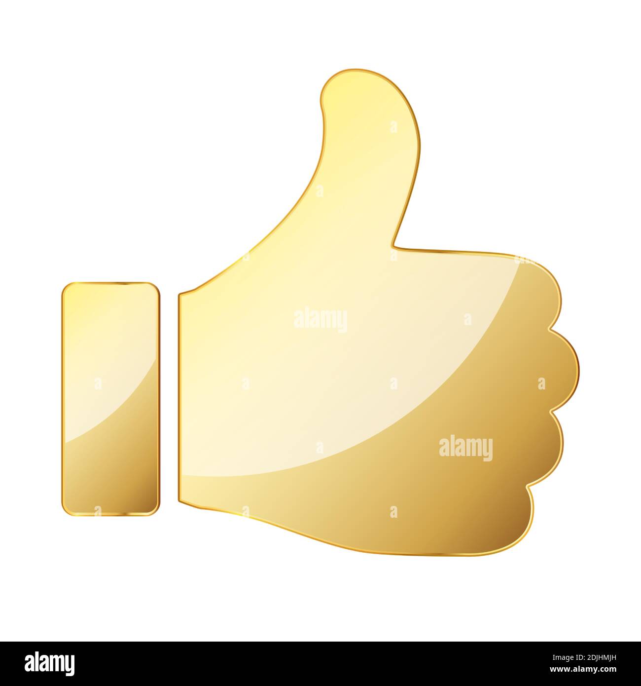 Thumb up icon. Gold thumb up icon. Vector illustration. Gold symbol of ...
