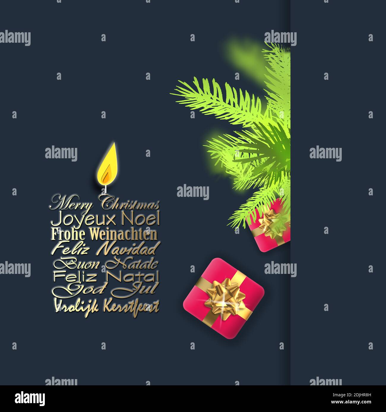 Merry christmas and happy new year in many languages hi-res stock ...
