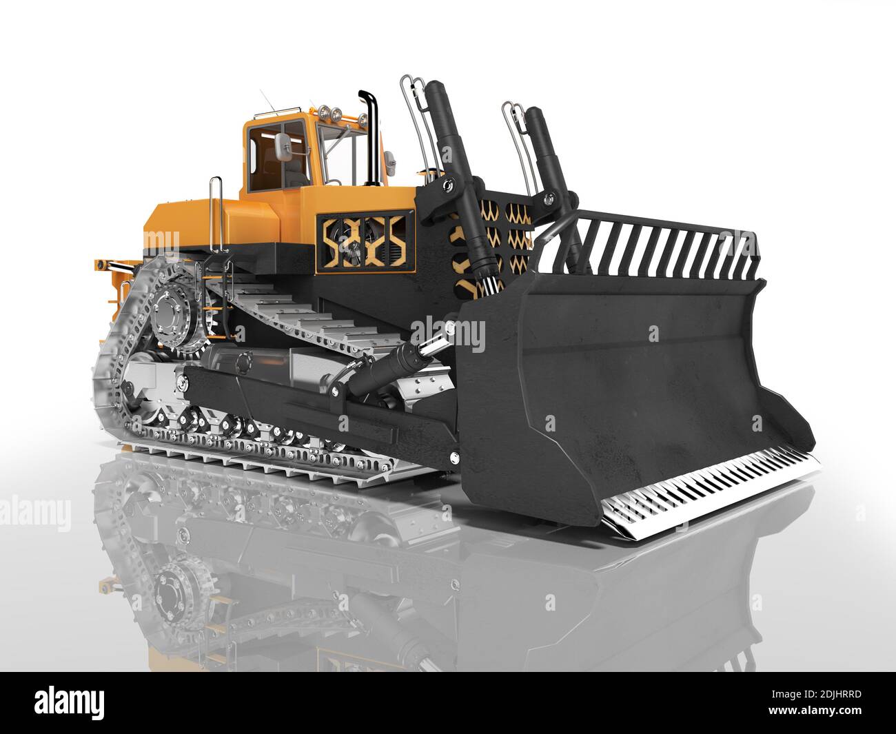 Career technology bulldozer orange 3D rendering on white background ...