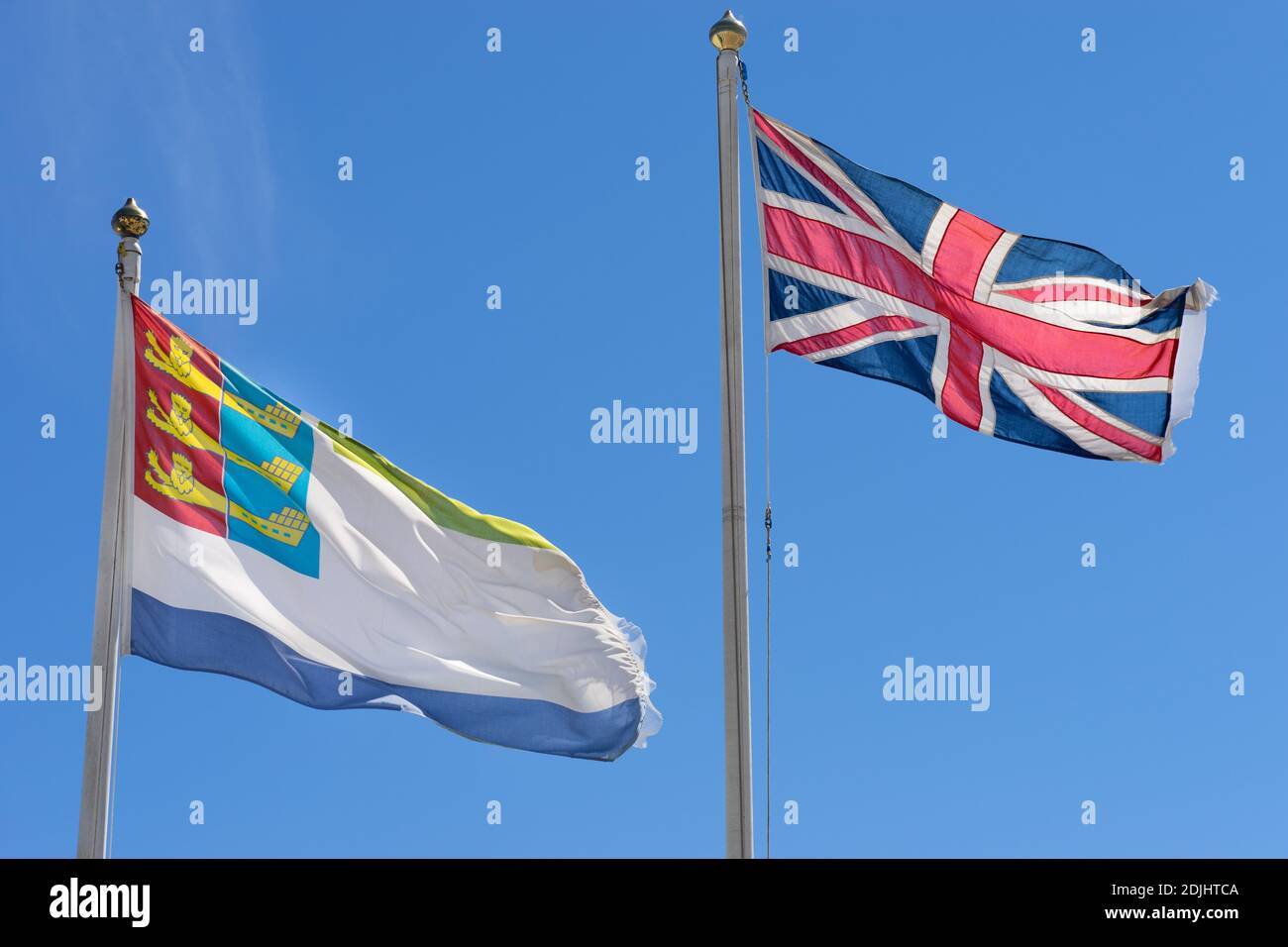 Flag of the United Kingdom Union Jack and flag of Cinque Ports ...