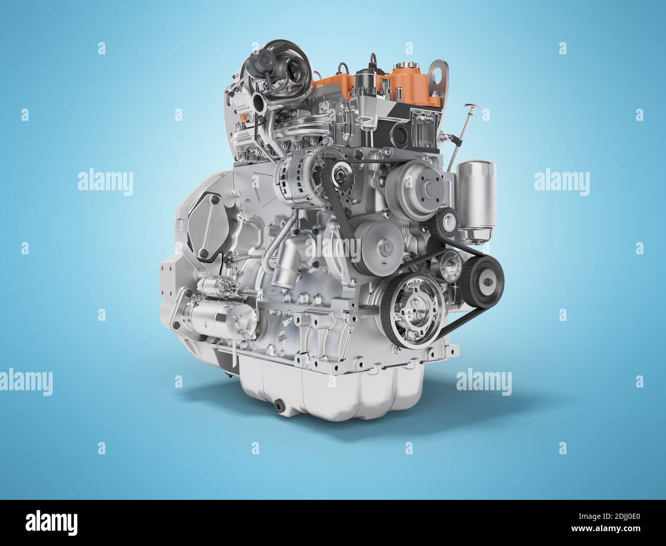 Concept car motor 3d rendering on blue background with shadow Stock ...