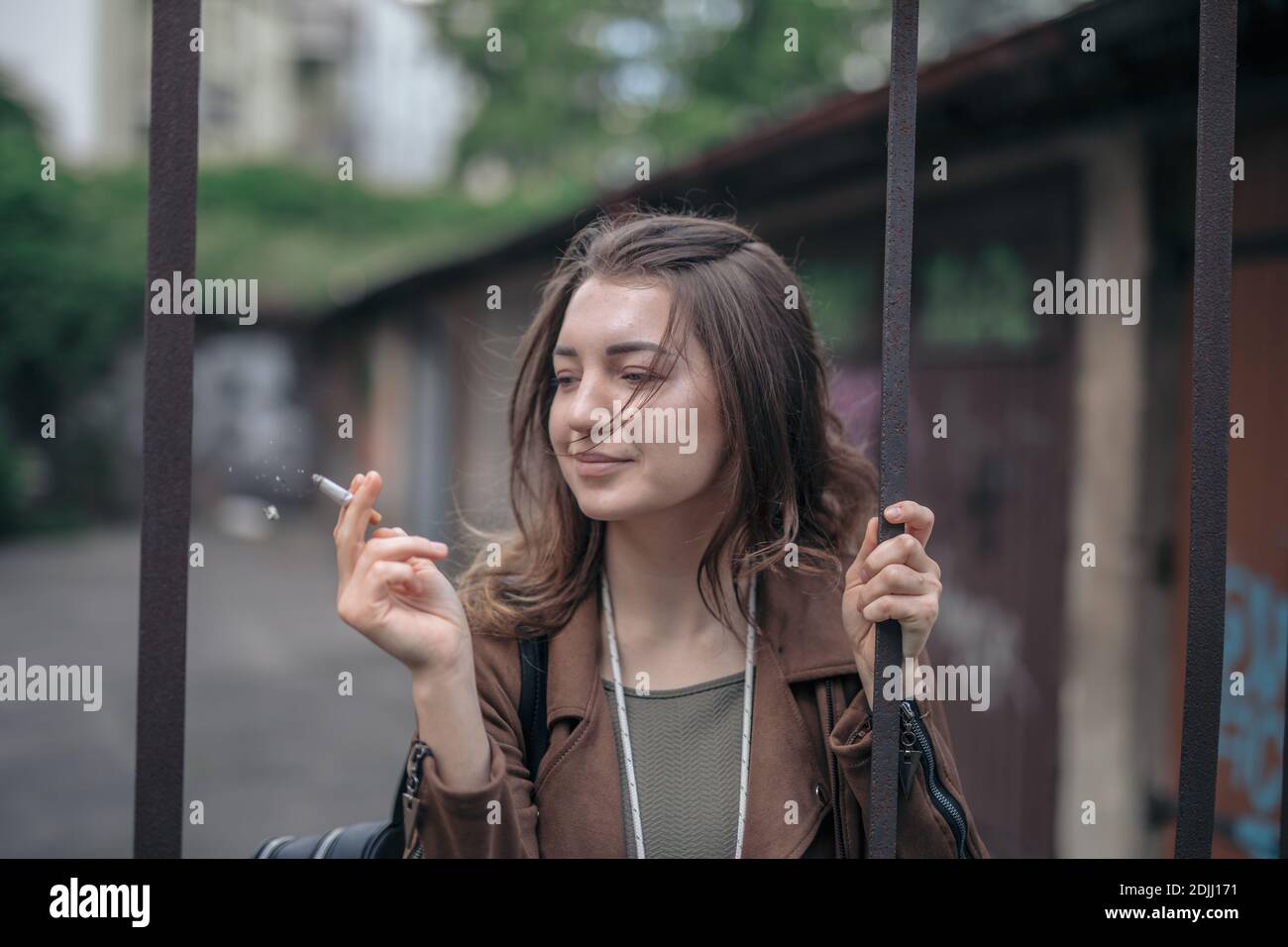 Berlin Germany Woman Smoking Cigarette High Resolution Stock ...