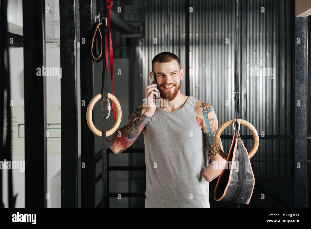 Athlete training smile phone man hi-res stock photography and images ...