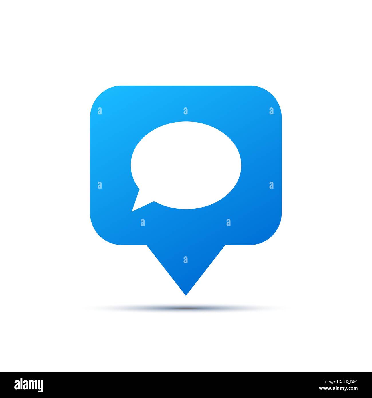 Bright blue trendy icon for social network. Comment piktogram on white ...