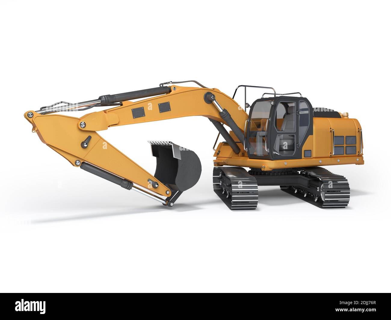 Concept hydraulic excavator with backhoe detailed 3d rendering on white ...