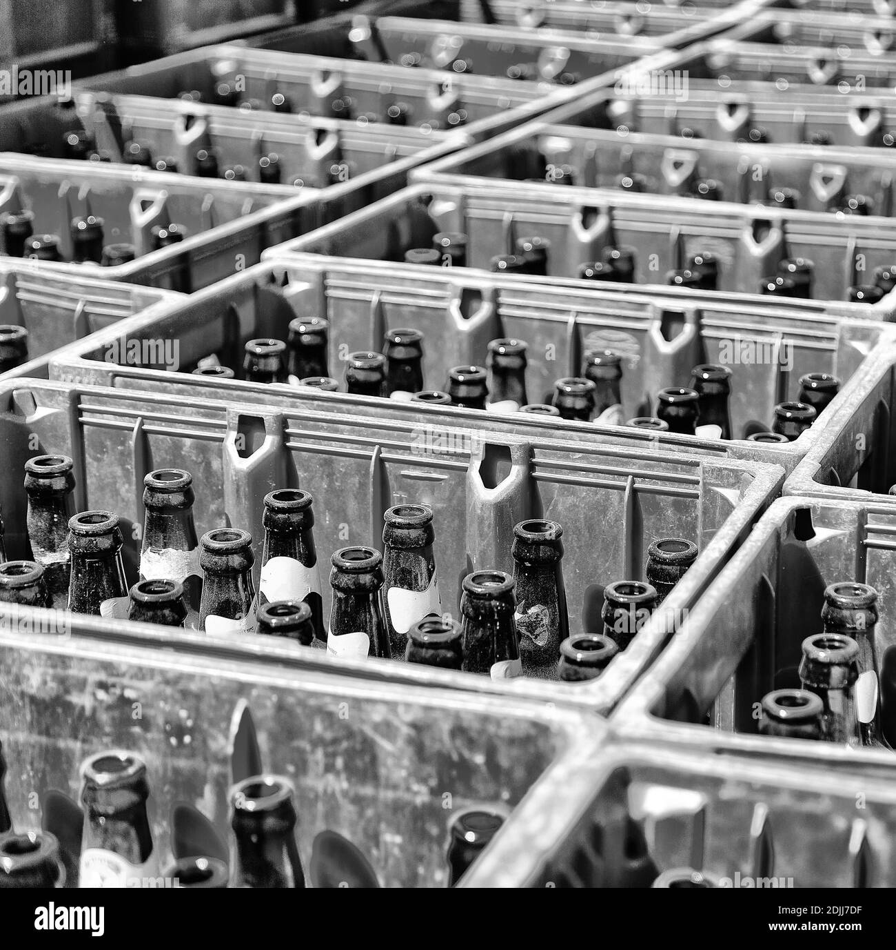 Plastic container crates Black and White Stock Photos & Images - Alamy