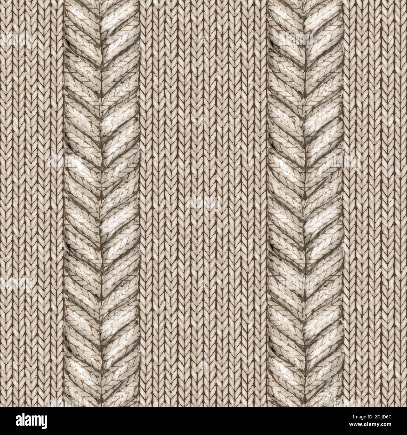 Beige gray realistic knitted seamless pattern. Watercolor hand paint ...