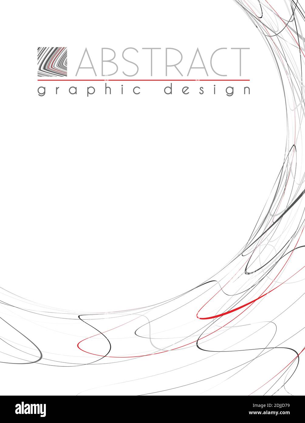 Round. Abstract template of page with black, red and gray thin strips ...