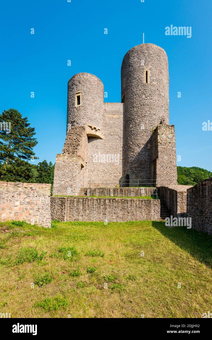 Ruin of Frauenburg, widow seat of Countess Loretta von Sponheim, high ...