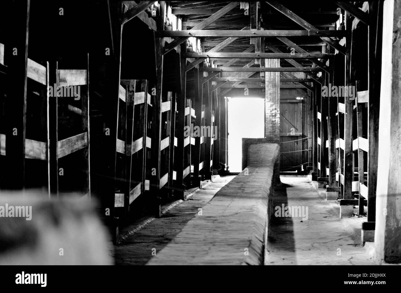 Auschwitz concentration camp poland built Black and White Stock Photos ...