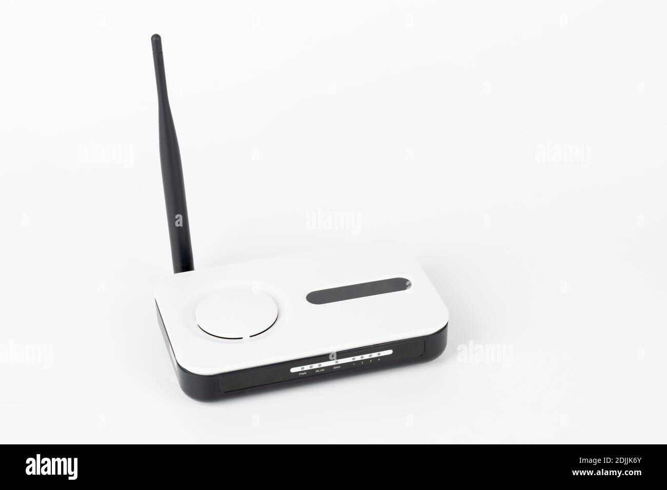 Wifi router, wireless device with one antenna on white background Stock ...