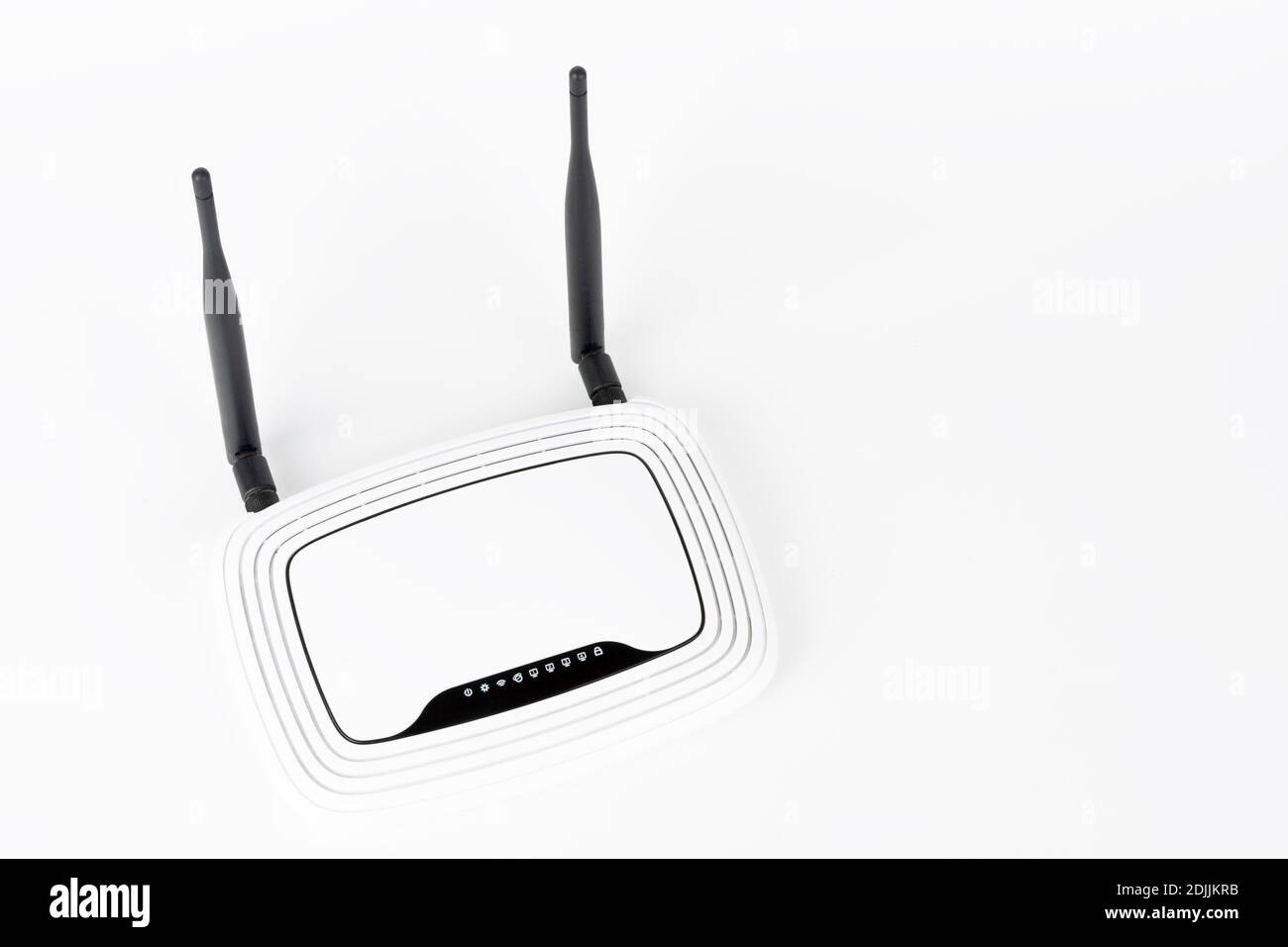 Wifi router, wireless device with two antennas on white background ...