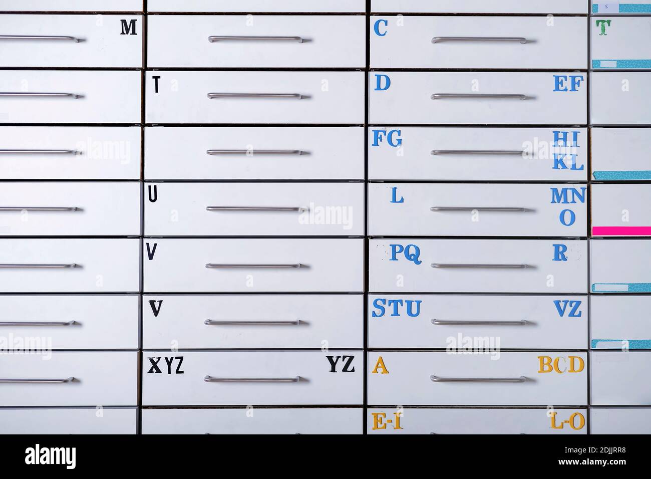 Alphabets On Drawers Of Filing Cabinet Stock Photo - Alamy