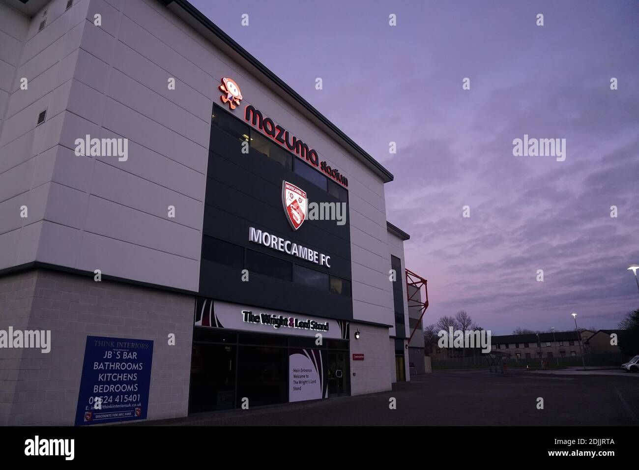 A general view of Morecambe FC’s ground, the Mozuma Stadium Stock Photo ...