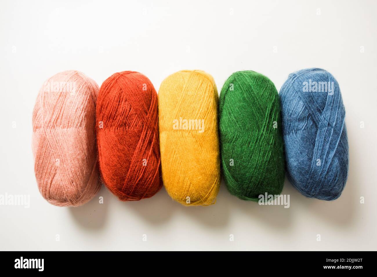 Collection of threads of rainbow color on the white background Stock ...