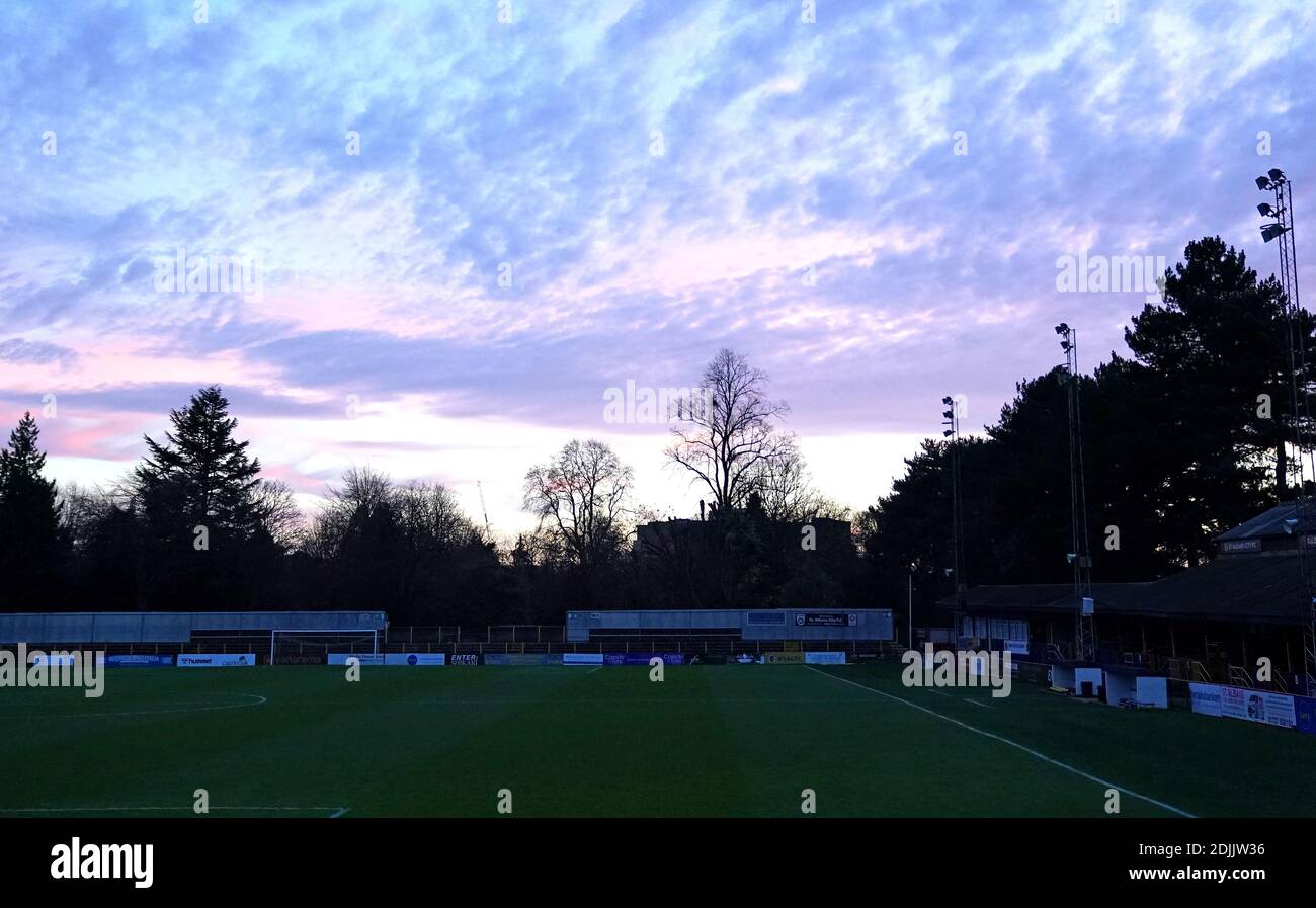A general view of St Albans City’s ground, Clarence Park Stock Photo ...