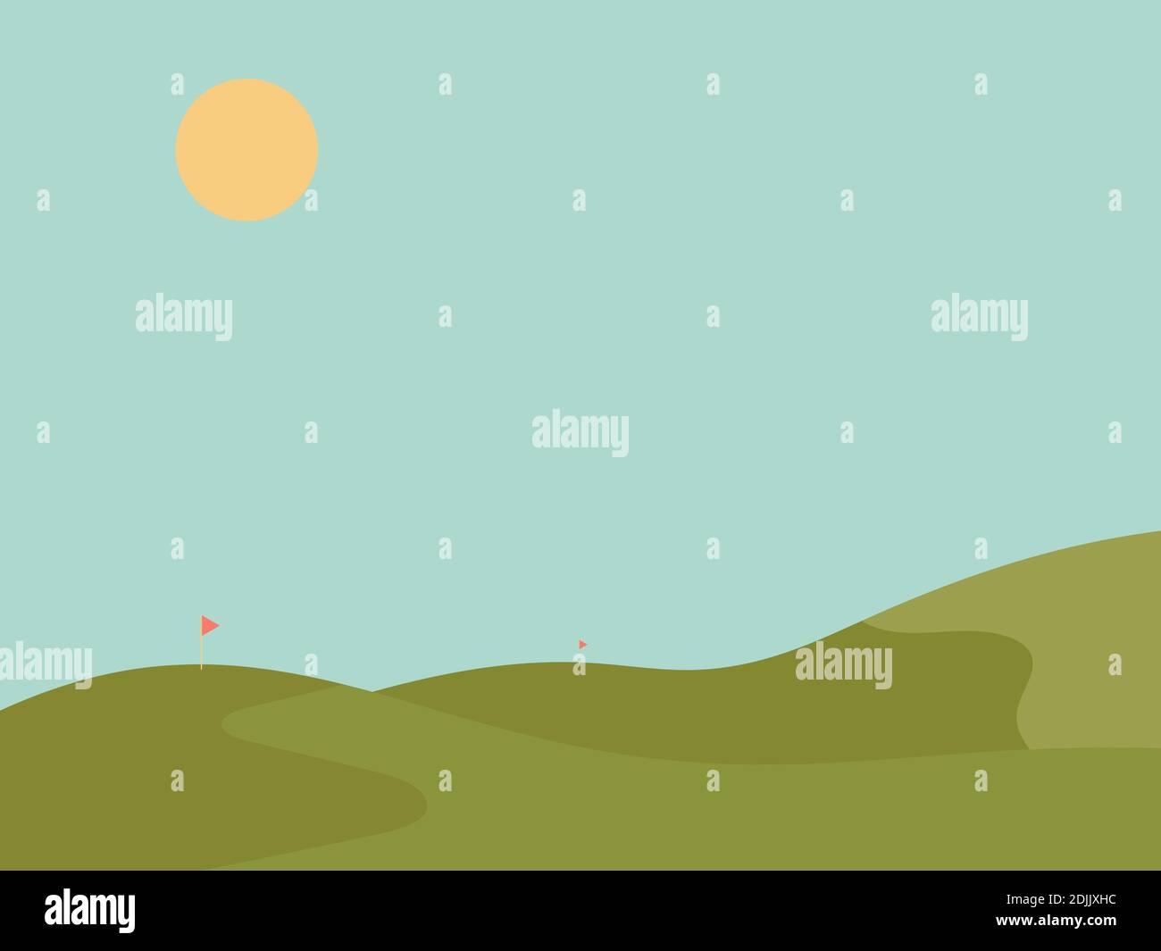 Golf course, green hills in minimalist style. Boho decor for prints ...
