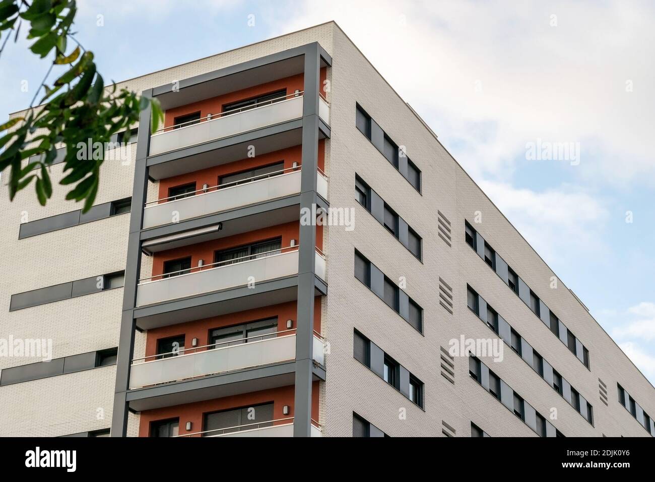 Angular view from below on a new modern building of apartments with ...