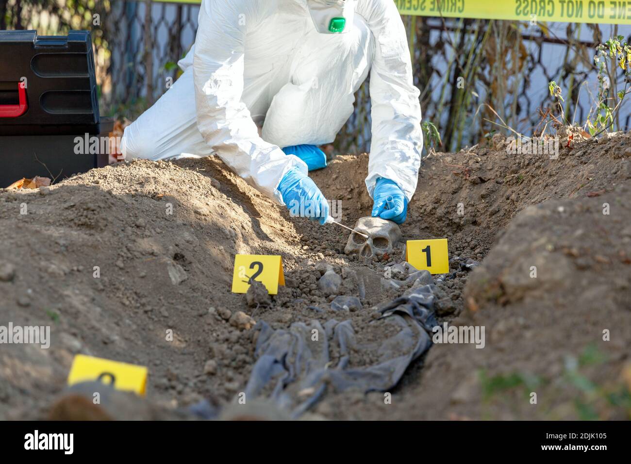 Crime Scene Investigation Forensic Science Specialist At Work Stock