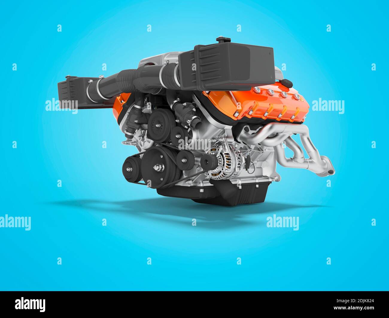 Engine for an air cooled car with generator on the cables 3D render on ...