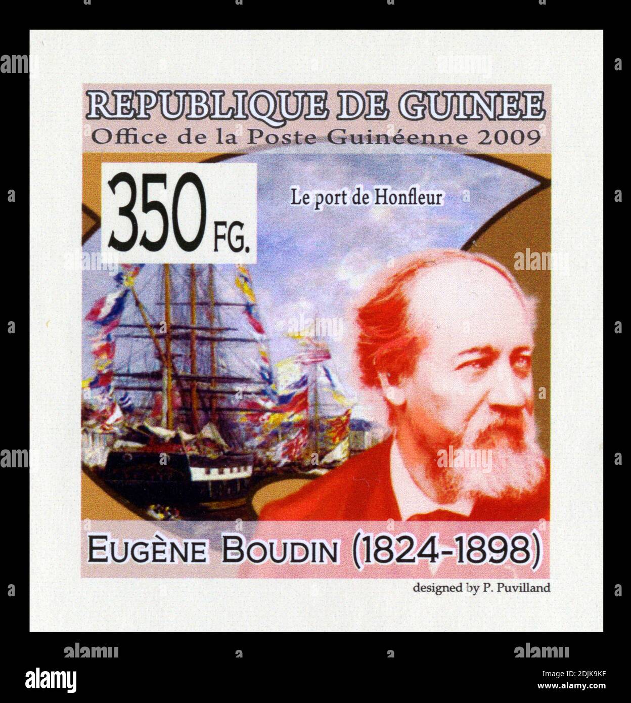 Stamp print in Guinea,2009, Eugene Boudin,painting Stock Photo - Alamy