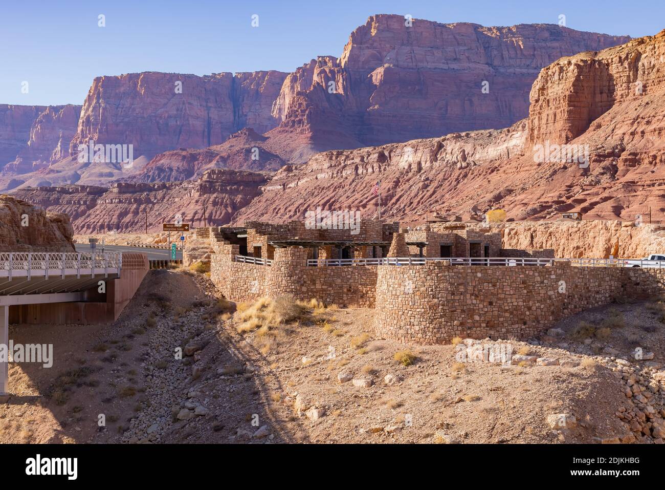Visitor center of the Historical Navajo Bridge at Arizona Stock Photo ...