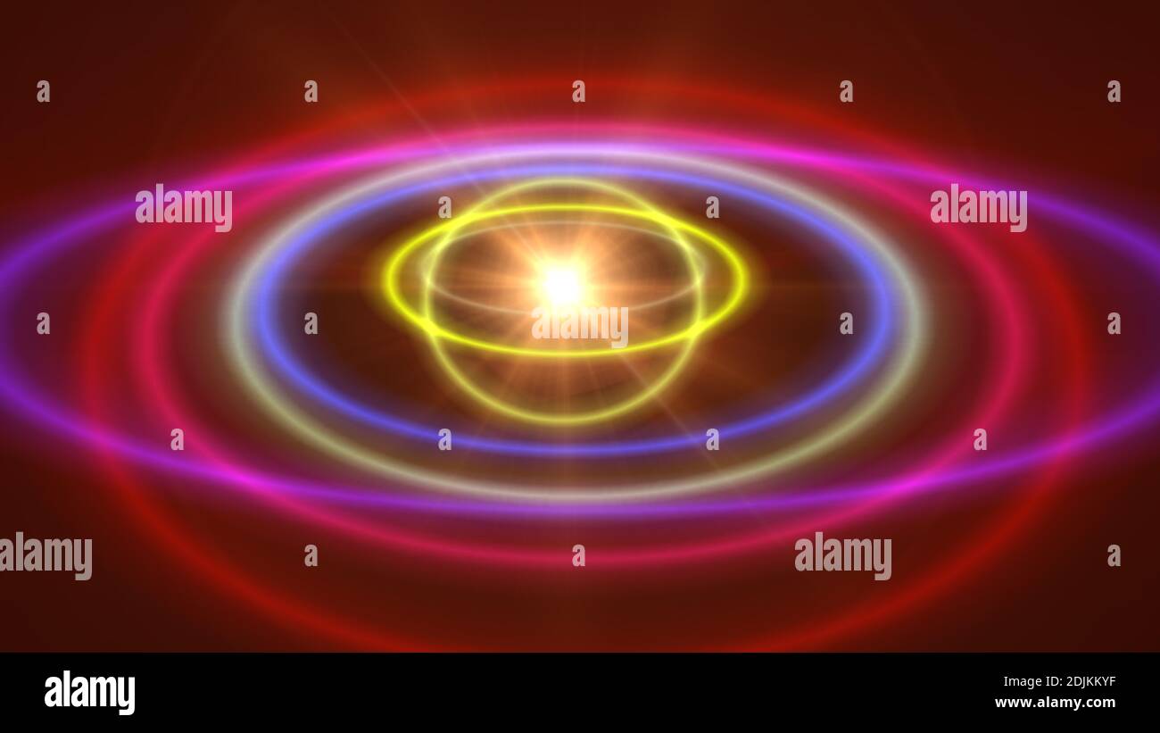 Abstract atom color rings background ray light Stock Photo - Alamy