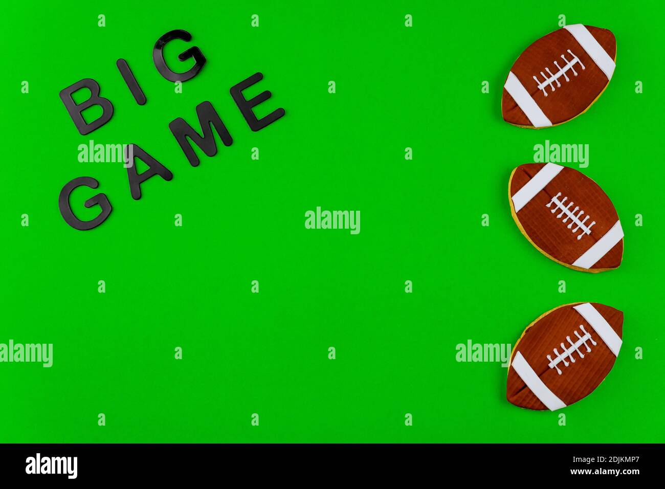 Text big game on green background for american football season ...