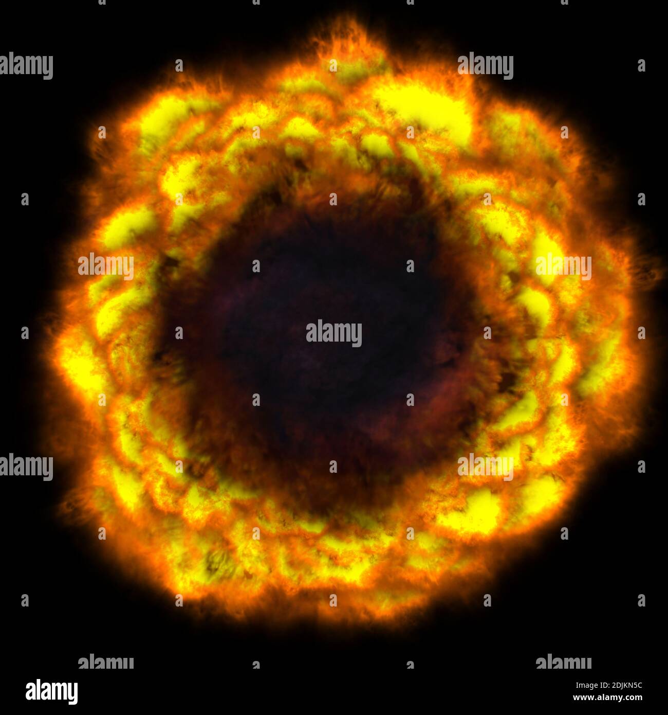 fire flame ball explosion in space, abstract illustration Stock Photo ...