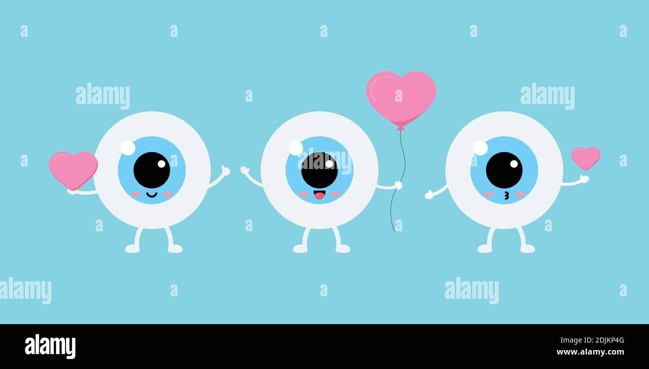 Eye with heart vector ophthalmology love icon set Stock Vector Image ...
