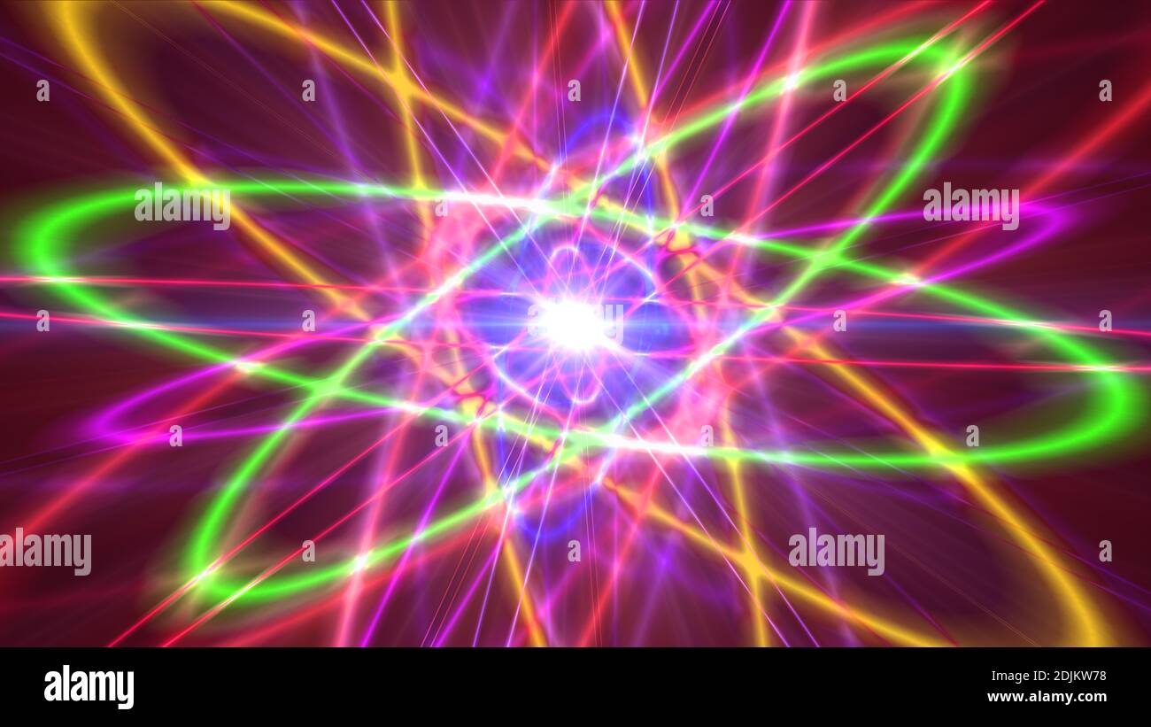 Glowing atom structure with light laser ring Stock Photo - Alamy