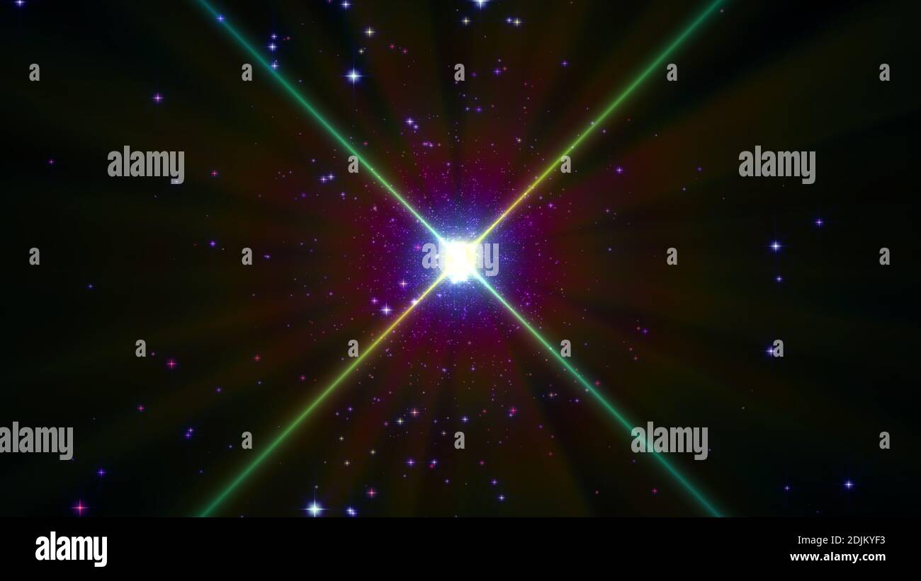 star explosion in space, star ray, 3d render illustration Stock Photo ...