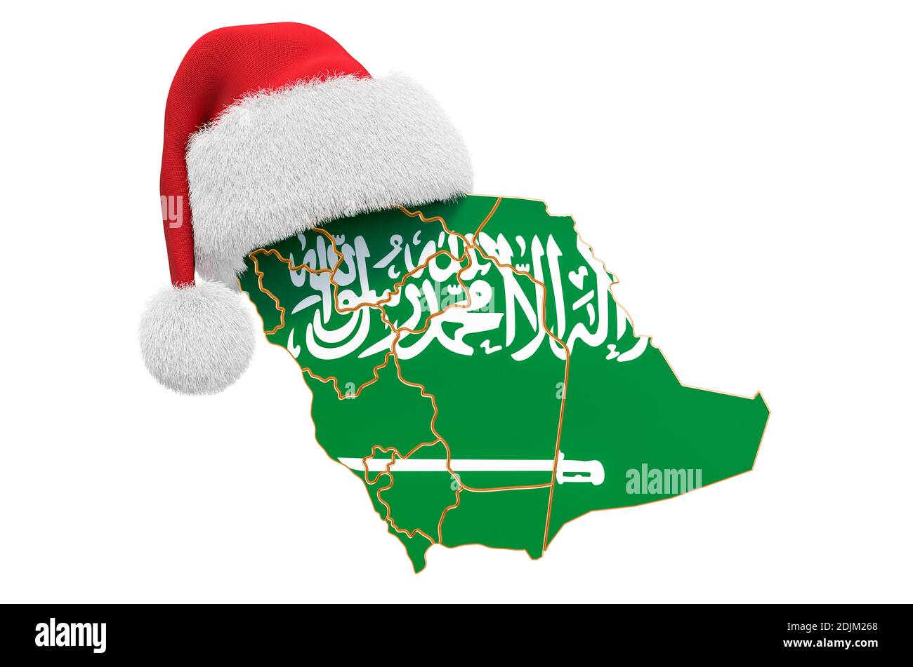 Saudi Arabian map with red Santa hat. New Year and Christmas holidays ...