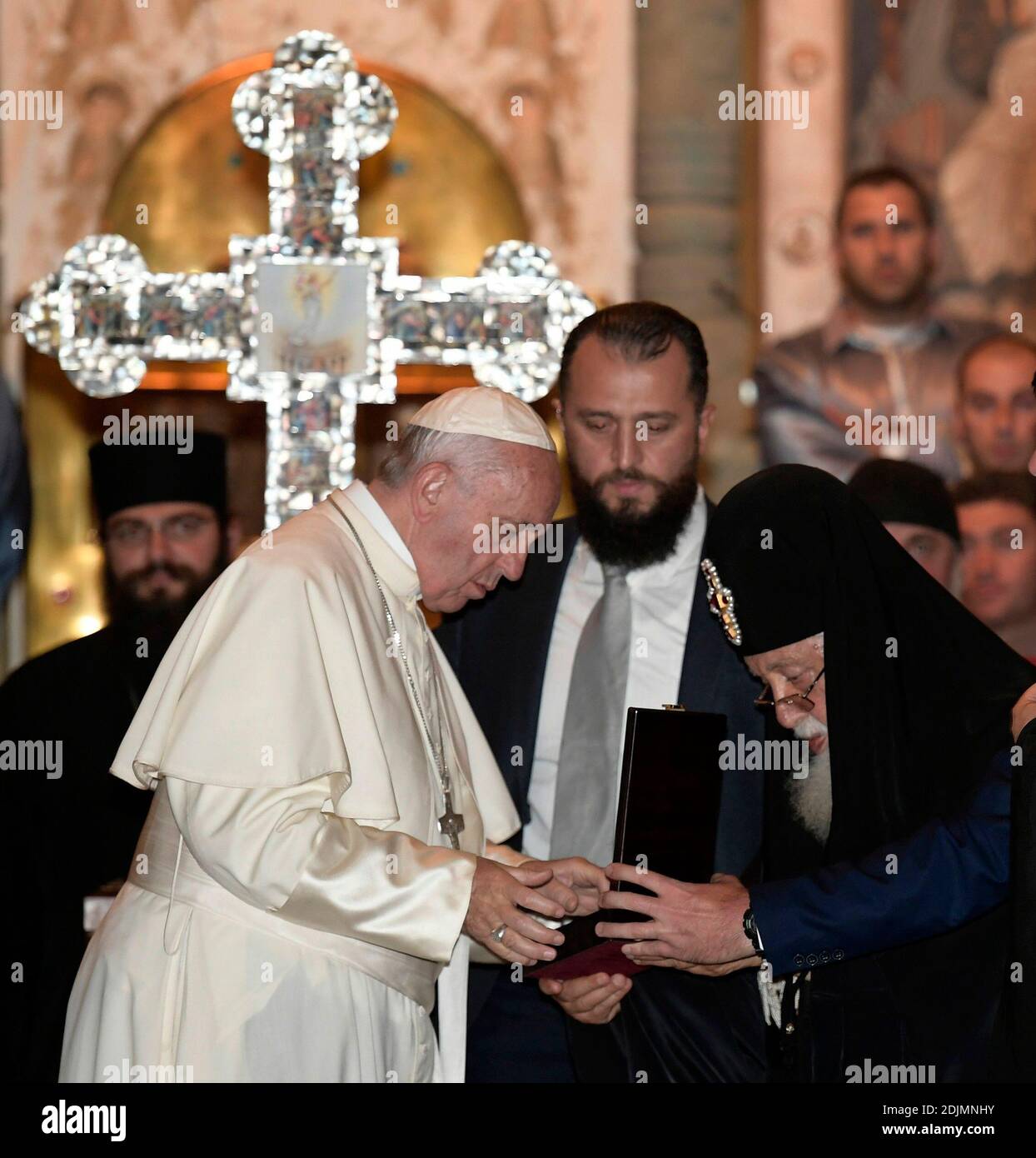 Pope Francis and Georgia's Orthodox Patriarch Ilia II during a visit at ...