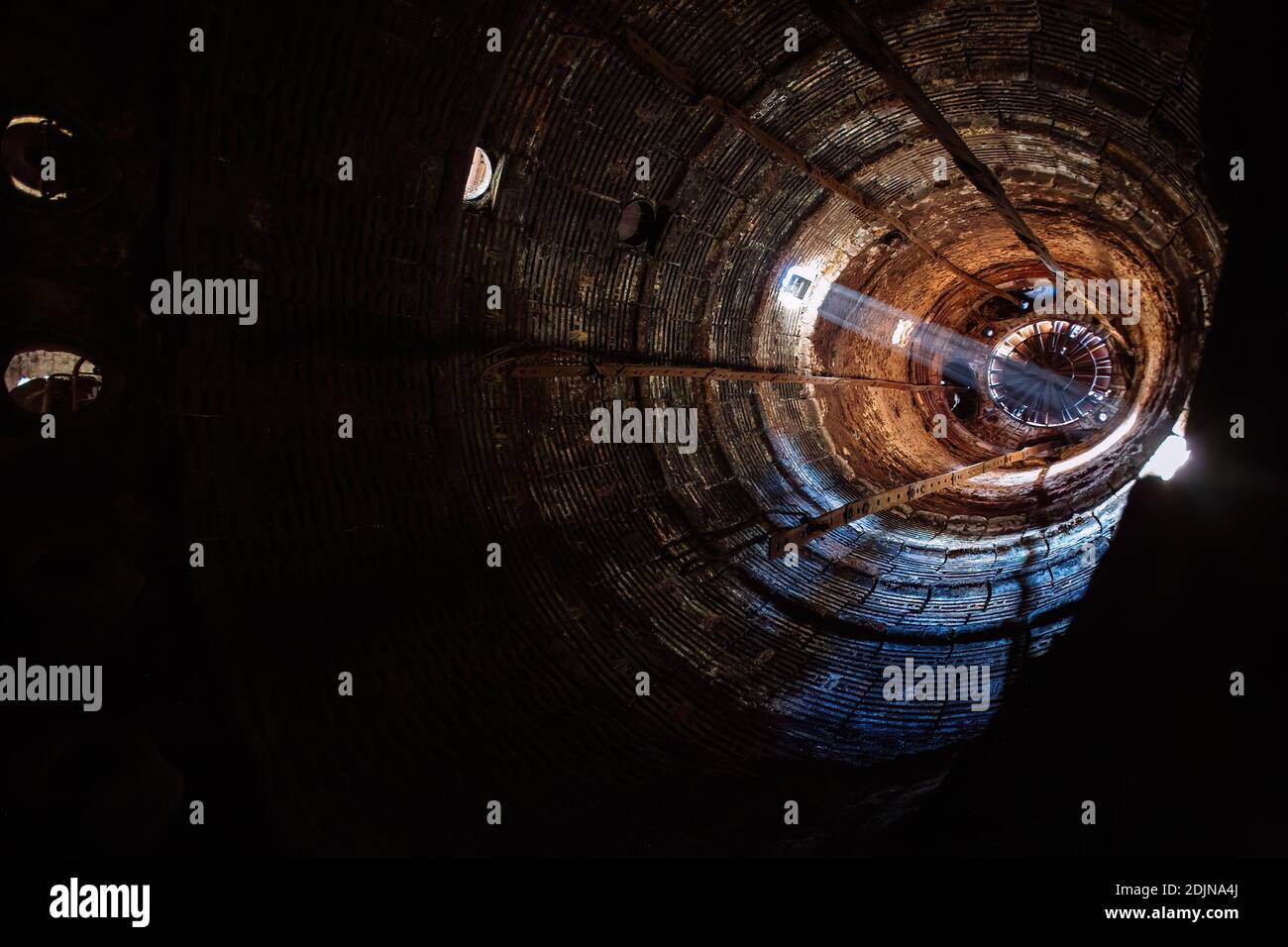 Inside tower of old abandoned blast furnace Stock Photo - Alamy