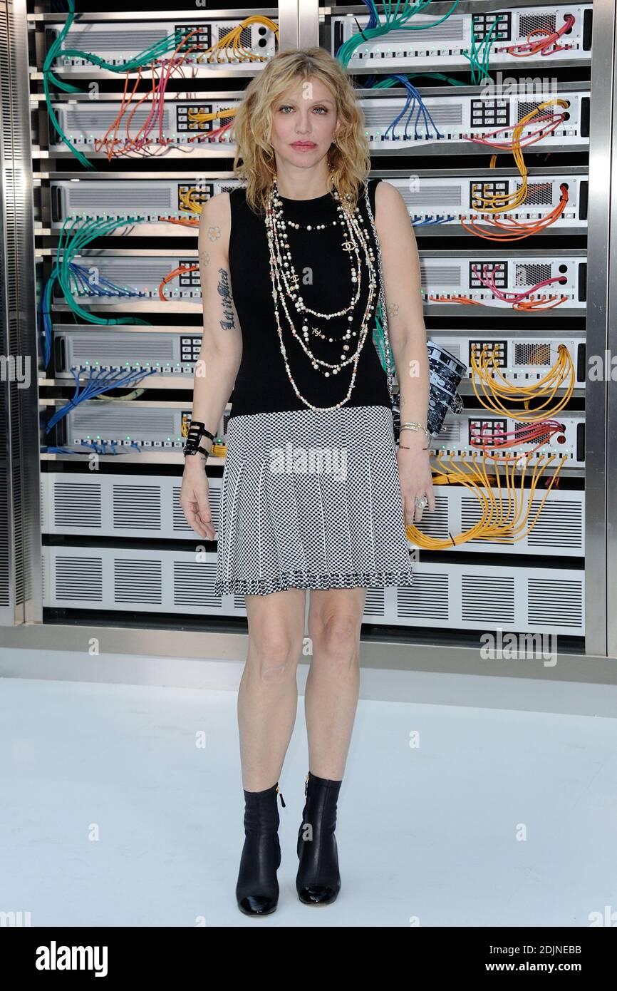 Courtney Love attending the Chanel show as a part of Paris Fashion Week ...