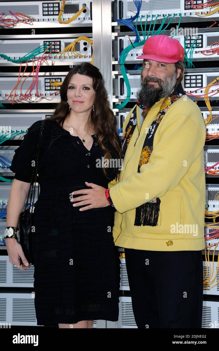 Sebastien Tellier and his wife Amandine attending the Chanel show as ...