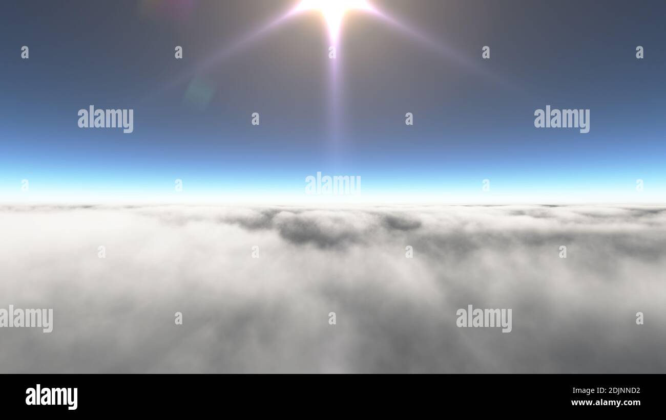 Above clouds sun ray, 3d rendering illustration Stock Photo - Alamy