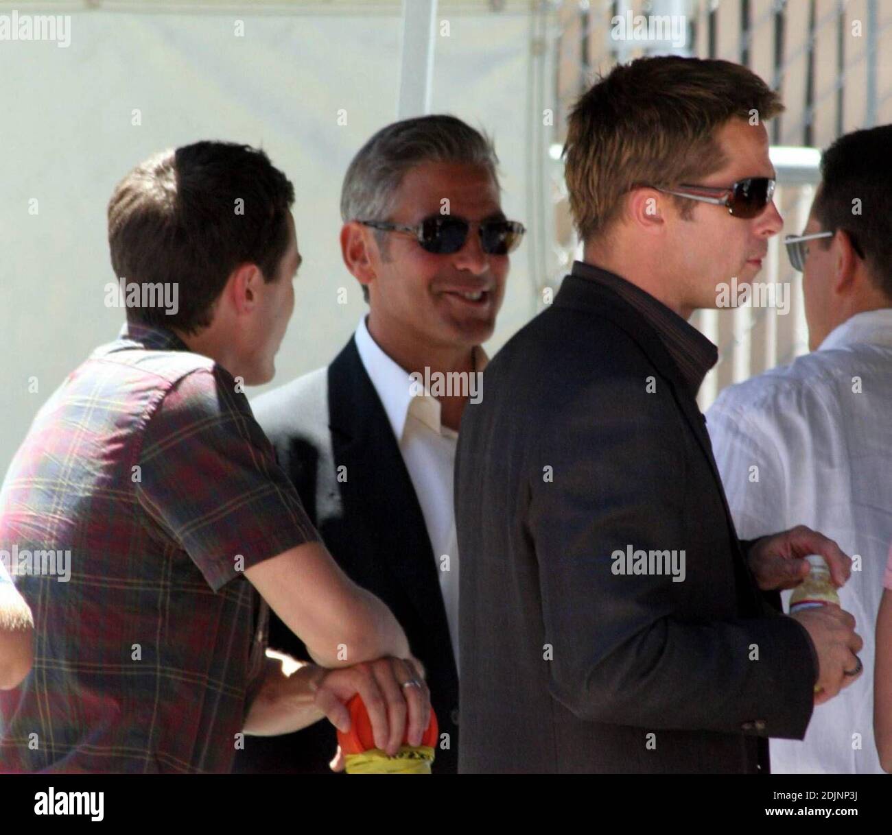 Second day of filming Oceans 13 starring Brad Pitt, Matt Damon, George ...
