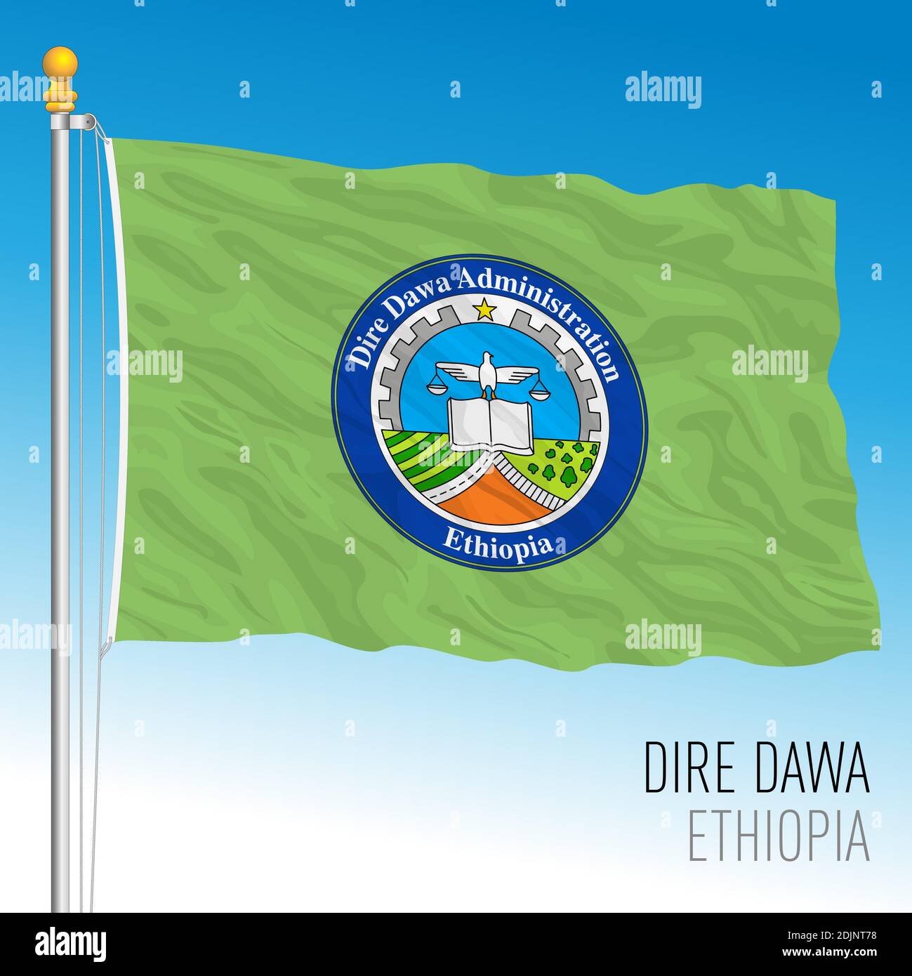 Dire Dawa regional flag, Republic of Ethiopia, vector illustration on ...