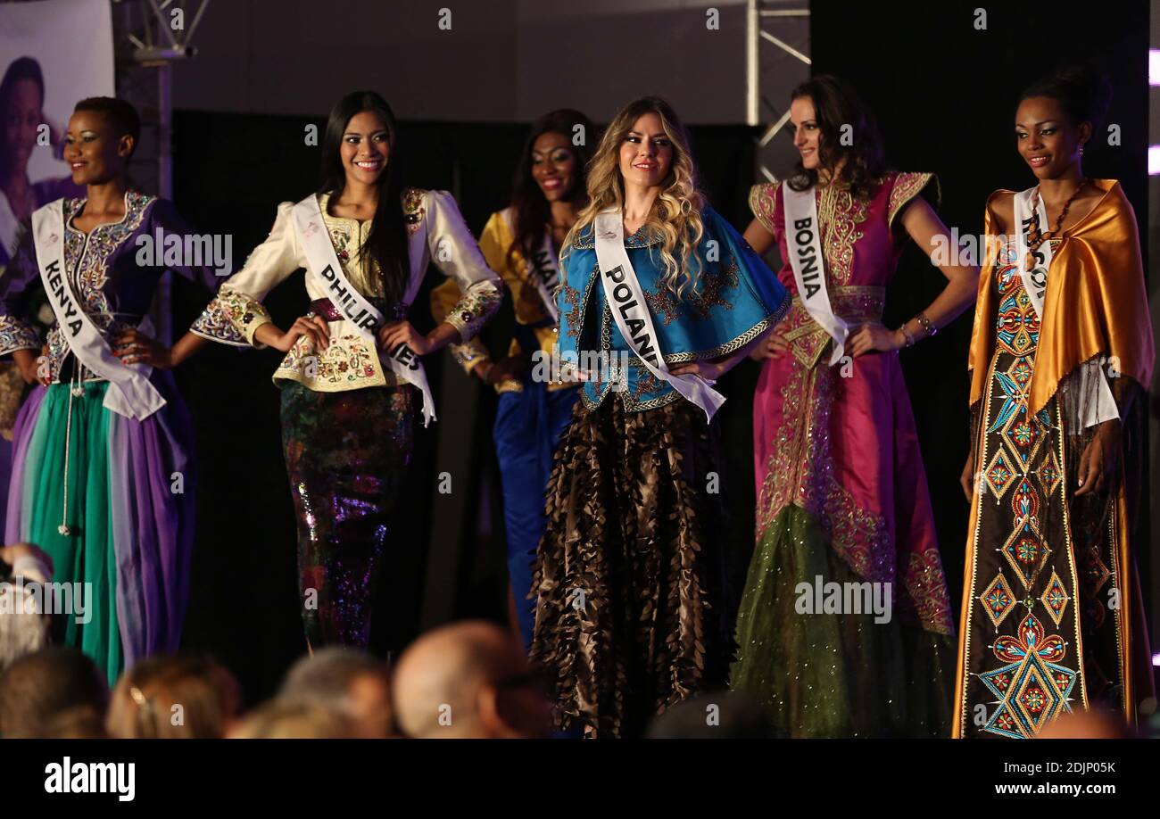 Contestants walk the stage for the 2nd Miss Diamond of the World beauty ...