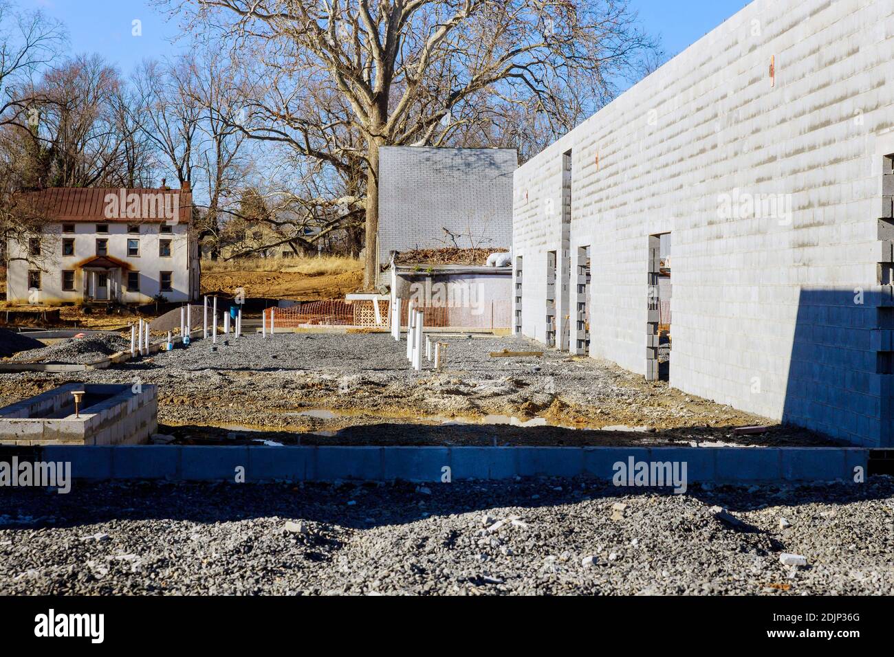 Raw industrial building walls with of concrete blocks Stock Photo - Alamy