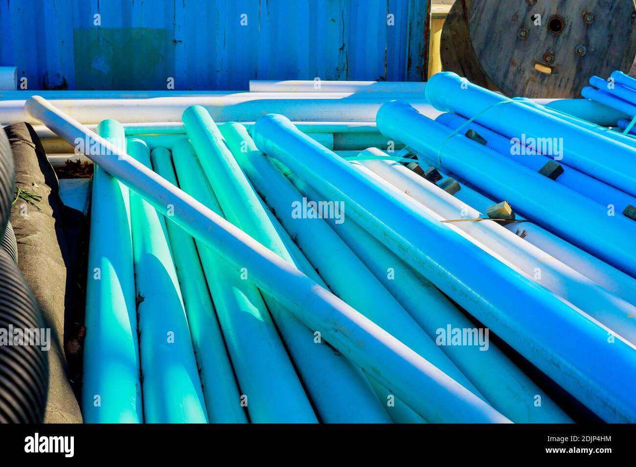 Blue pipes plastic pvc pipe stock for industry for drains water for ...