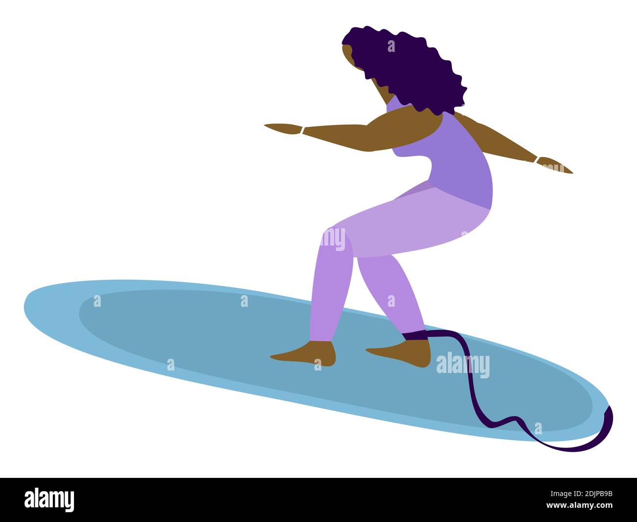 Surfer girl riding wave. Flat style. Isolated vector illustration on ...