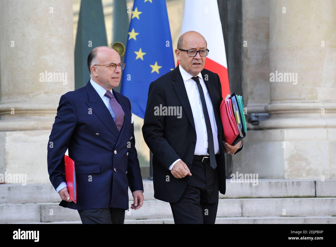 Minister of the Interior Bernard Cazeneuve and Minister of Defence Jean ...