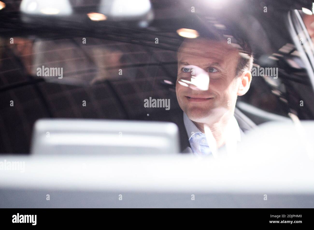 Emmanuel Macron visits the Paris Motor show on October 14, 2016 at ...