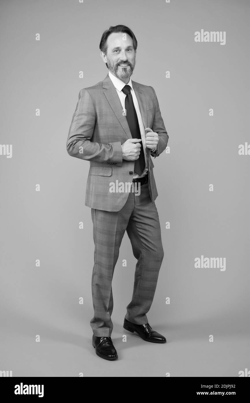 Your future is my business. Businessman grey background. Ceo or chief ...