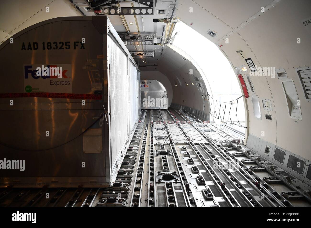 Inside view of an aircraft of the FedEx cargo air fleet at the FedEx ...